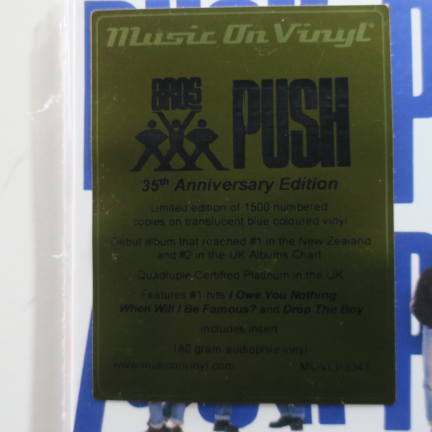 BROS 'Push' 180g BLUE Vinyl LP (1988 Pop) | GOLDMINE RECORDS